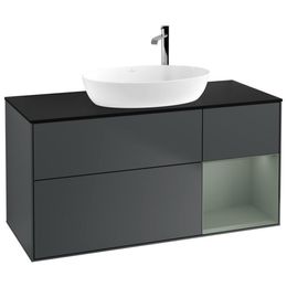 Villeroy & Boch Villeroy und Boch Finion Waschtischunterschrank G952GMHG 120cm, Abdeckplatte black matt, Emotion, Regale Olive matt lacquer, Midnight Blue Matt Lacquer