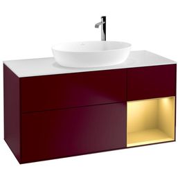 Villeroy & Boch Villeroy und Boch Finion Waschtischunterschrank G951HFHB 120cm, Abdeckplatte white matt, Emotion, Regale Gold matt lacquer, Peony Matt