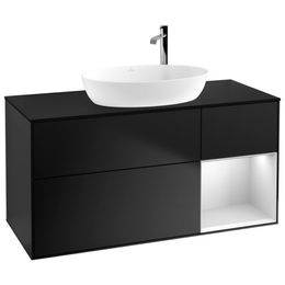 Villeroy & Boch Villeroy und Boch Finion Waschtischunterschrank G952MTPD 120cm, Abdeckplatte black matt, Emotion, Regale White matt lacquer, Black matt lacquer