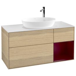 Villeroy & Boch Villeroy und Boch Finion Waschtischunterschrank G951HBPC 120cm, Abdeckplatte white matt, Emotion, Regale Peony matt lacquer, Oak Veneer