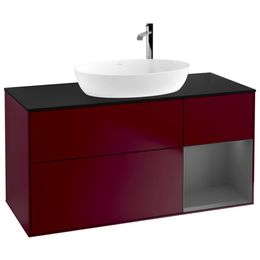 Villeroy & Boch Villeroy und Boch Finion Waschtischunterschrank F952GKHB 120cm, Abdeckplatte black matt, Regale Anthracite matt lacquer, Peony Matt