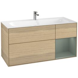 Villeroy & Boch Villeroy und Boch Finion Waschtischunterschrank F070GMPC 119,6x59,1cm, Regal rechts Olive Matt Lacquer, Oak Veneer