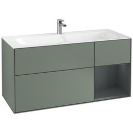 Villeroy & Boch Villeroy und Boch Finion Waschtischunterschrank F070HGGM 119,6x59,1cm, Regal rechts Midnight Blue Matt Lacquer, Olive Matt Lacquer