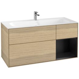 Villeroy & Boch Villeroy und Boch Finion Waschtischunterschrank F070PDPC 119,6x59,1cm, Regal rechts Black matt lacquer, Oak Veneer