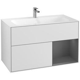 Villeroy & Boch Villeroy und Boch Finion Waschtischunterschrank G040GKMT 99,6x59,1cm, Emotion, Regal rechts Anthracite matt, White matt lacquer
