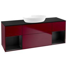 Villeroy & Boch Villeroy und Boch Finion Waschtischunterschrank FD02PDHB 120cm, Abdeckplatte black matt, Regale Black matt lacquer, Peony Matt
