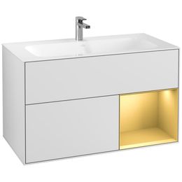 Villeroy & Boch Villeroy und Boch Finion Waschtischunterschrank G040HFMT 99,6x59,1cm, Emotion, Regal rechts Gold matt, White matt lacquer