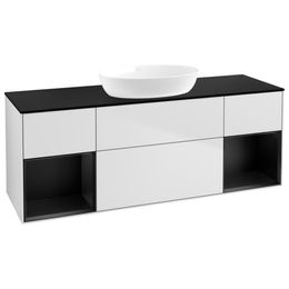 Villeroy & Boch Villeroy und Boch Finion Waschtischunterschrank FD02PDMT 120cm, Abdeckplatte black matt, Regale Black matt lacquer, White matt lacquer