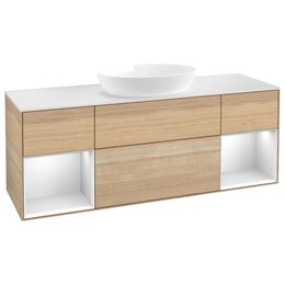 Villeroy & Boch Villeroy und Boch Finion Waschtischunterschrank FD01MTPC 120cm, Abdeckplatte white matt, Regale White matt lacquer, Oak Veneer