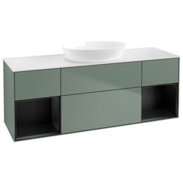 Villeroy & Boch Villeroy und Boch Finion Waschtischunterschrank FD01PDGM 120cm, Abdeckplatte white matt, Regale Black matt lacquer, Olive Matt Lacquer