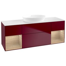 Villeroy & Boch Villeroy und Boch Finion Waschtischunterschrank FD01PCHB 120cm, Abdeckplatte white matt, Regale Oak Veneer, Peony Matt