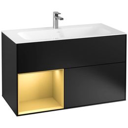 Villeroy & Boch Villeroy und Boch Finion Waschtischunterschrank G030HFPD 99,6x59,1cm, Wandbeleuchtung, Regal links Gold matt, Black matt lacquer