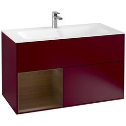 Villeroy & Boch Villeroy und Boch Finion Waschtischunterschrank G030GNHB 99,6x59,1cm, Wandbeleuchtung, Regal links Walnut veneer, Peony Matt