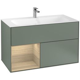 Villeroy & Boch Villeroy und Boch Finion Waschtischunterschrank G030PCGM 99,6x59,1cm, Wandbeleuchtung, Regal links Oak Veneer, Olive Matt Lacquer