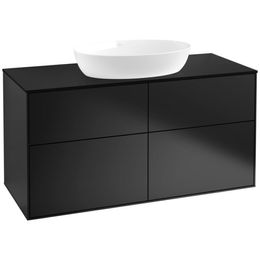 Villeroy & Boch Villeroy und Boch Finion Waschtischunterschrank FA3200PD 120x60,3cm, Abdeckplatte black matt, Black matt lacquer