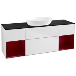 Villeroy & Boch Villeroy und Boch Finion Waschtischunterschrank GD02HBMT 120cm, Abdeckplatte black matt, Emotion, Regale Peony matt lacquer, White matt lacquer