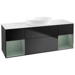 Villeroy & Boch Villeroy und Boch Finion Waschtischunterschrank GD01GMPD 120cm, Abdeckplatte white matt, Emotion, Regale Olive matt lacquer, Black matt lacquer