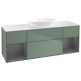 Villeroy & Boch Villeroy und Boch Finion Waschtischunterschrank GD01GKGM 120cm, Abdeckplatte white matt, Emotion, Regale Anthracite matt lacquer, Olive Matt Lacquer