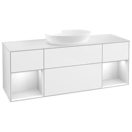 Villeroy & Boch Villeroy und Boch Finion Waschtischunterschrank GD01MTGF 120cm, Abdeckplatte white matt, Emotion, Regale White matt lacquer, Glossy white lacquer