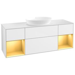 Villeroy & Boch Villeroy und Boch Finion Waschtischunterschrank GD01HFGF 120cm, Abdeckplatte white matt, Emotion, Regale Gold matt lacquer, Glossy white lacquer