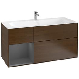 Villeroy & Boch Villeroy und Boch Finion Waschtischunterschrank G060GKGN 119,6x59,1cm, Emotion, Regal links Anthracite matt, Walnut veneer