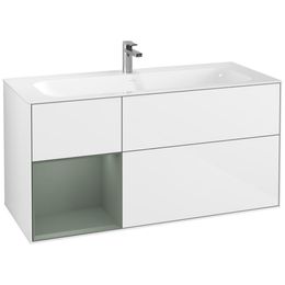 Villeroy & Boch Villeroy und Boch Finion Waschtischunterschrank G060GMGF 119,6x59,1cm, Emotion, Regal links Olive Matt Lacquer, Glossy white lacquer