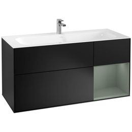 Villeroy & Boch Villeroy und Boch Finion Waschtischunterschrank G070GMPD 119,6x59,1cm, Emotion, Regal rechts Olive Matt Lacquer, Black matt lacquer