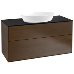 Villeroy & Boch Villeroy und Boch Finion Waschtischunterschrank GA3200GN 120x60,3cm, Emotion, Abdeckplatte black matt, Walnut veneer