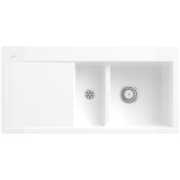 Villeroy & Boch Villeroy und Boch Subway Fl&auml;chenb&uuml;ndige Sp&uuml;le 67121FKG Becken rechts, mit Ablaufgarnitur und Handbet&auml;tigung, Snow White