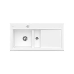 Villeroy & Boch Villeroy und Boch Subway Fl&auml;chenb&uuml;ndige Sp&uuml;le 67702FR1 Becken links, mit Ablaufgarnitur und Excenterbet&auml;tigung, wei&szlig;