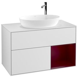 Villeroy & Boch Villeroy und Boch Finion Waschtischunterschrank G901HBMT 100cm, Abdeckplatte white matt, Emotion, Regale Peony matt lacquer, White matt lacquer