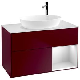 Villeroy & Boch Villeroy und Boch Finion Waschtischunterschrank F901MTHB 100cm, Abdeckplatte white matt, Regale White matt lacquer, Peony Matt
