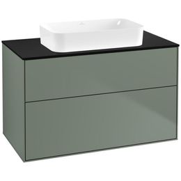 Villeroy & Boch Villeroy und Boch Finion Waschtischunterschrank F64200GM 100x60,3x50,1mm, Glass Black Matt, Olive Matt Lacquer