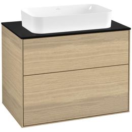 Villeroy & Boch Villeroy und Boch Finion Waschtischunterschrank G63200PC 80x60,3x50,1mm, Wandbeleuchtung, Glass Black Matt, Oak Veneer