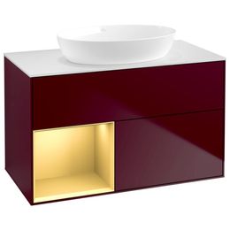 Villeroy & Boch Villeroy und Boch Finion Waschtischunterschrank GA11HFHB 100cm, Abdeckplatte white matt, Emotion, Regale Gold matt lacquer, Peony Matt