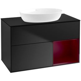 Villeroy & Boch Villeroy und Boch Finion Waschtischunterschrank FA22HBPD 100cm, Abdeckplatte black matt, Regale Peony matt lacquer, Black matt lacquer