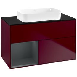 Villeroy & Boch Villeroy und Boch Finion Waschtischunterschrank F652HGHB 100x60,3x50,1cm, Regal links Midnight Blue Matt Lacquer, Peony Matt