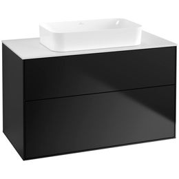Villeroy & Boch Villeroy und Boch Finion Waschtischunterschrank F64100PD 100x60,3x50,1mm, Glass White Matt, Black matt lacquer