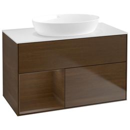 Villeroy & Boch Villeroy und Boch Finion Waschtischunterschrank GA11GNGN 100cm, Abdeckplatte white matt, Emotion, Regale Walnut Veneer, Walnut veneer