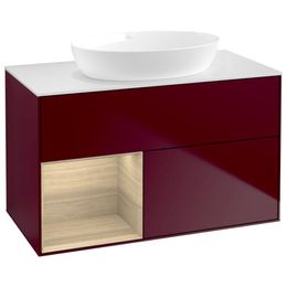 Villeroy & Boch Villeroy und Boch Finion Waschtischunterschrank GA11PCHB 100cm, Abdeckplatte white matt, Emotion, Regale Oak Veneer, Peony Matt