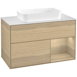 Villeroy & Boch Villeroy und Boch Finion Waschtischunterschrank F661PCPC 100x60,3x50,1cm, Regal rechts Oak Veneer, Oak Veneer