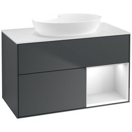 Villeroy & Boch Villeroy und Boch Finion Waschtischunterschrank FA21MTHG 100cm, Abdeckplatte white matt, Regale White matt lacquer, Midnight Blue Matt Lacquer