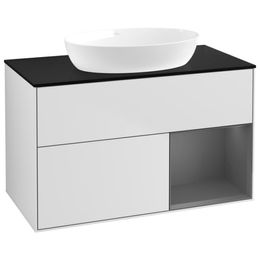 Villeroy & Boch Villeroy und Boch Finion Waschtischunterschrank GA22GKMT 100cm, Abdeckplatte black matt, Emotion, Regale Anthracite matt lacquer, White matt lacquer
