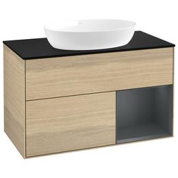 Villeroy & Boch Villeroy und Boch Finion Waschtischunterschrank GA22HGPC 100cm, Abdeckplatte black matt, Emotion, Regale Midnight matt lacquer, Oak Veneer