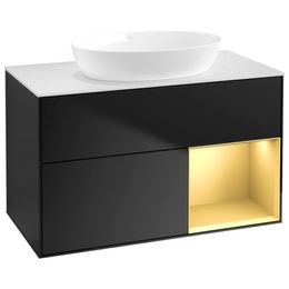 Villeroy & Boch Villeroy und Boch Finion Waschtischunterschrank GA21HFPD 100cm, Abdeckplatte white matt, Emotion, Regale Gold matt lacquer, Black matt lacquer