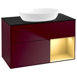 Villeroy & Boch Villeroy und Boch Finion Waschtischunterschrank GA22HFHB 100cm, Abdeckplatte black matt, Emotion, Regale Gold matt lacquer, Peony Matt