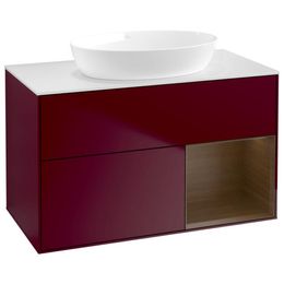 Villeroy & Boch Villeroy und Boch Finion Waschtischunterschrank GA21GNHB 100cm, Abdeckplatte white matt, Emotion, Regale Walnut Veneer, Peony Matt