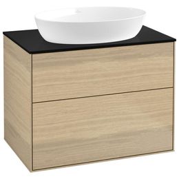 Villeroy & Boch Villeroy und Boch Finion Waschtischunterschrank F99200PC 80x60,3cm, Abdeckplatte black matt, Oak Veneer