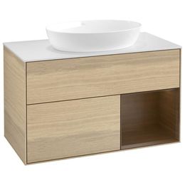Villeroy & Boch Villeroy und Boch Finion Waschtischunterschrank GA21GNPC 100cm, Abdeckplatte white matt, Emotion, Regale Walnut Veneer, Oak Veneer