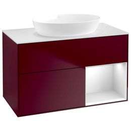 Villeroy & Boch Villeroy und Boch Finion Waschtischunterschrank GA21MTHB 100cm, Abdeckplatte white matt, Emotion, Regale White matt lacquer, Peony Matt